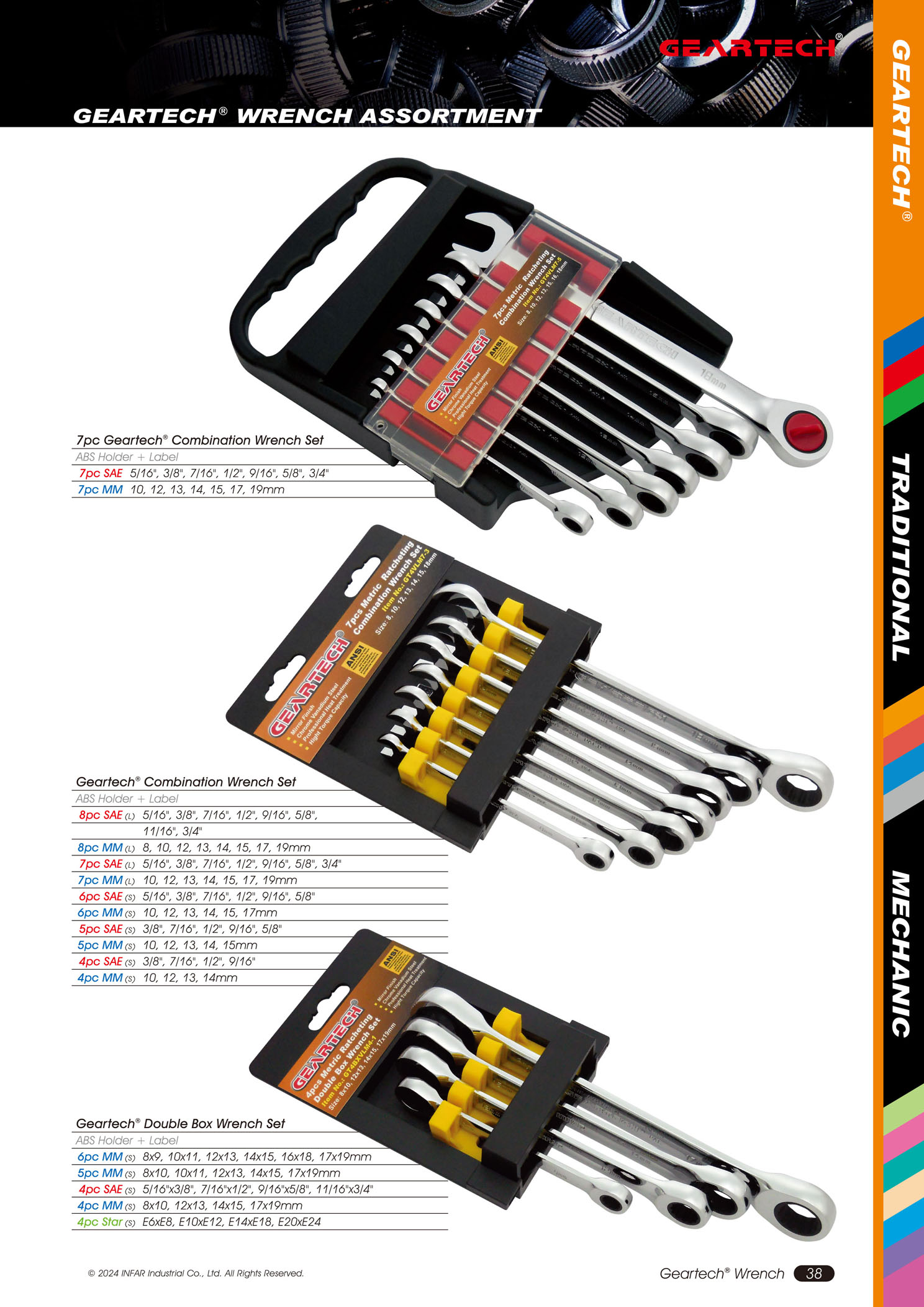 GEARTECH COMBINATION® WRENCH SET IN ABS HOLDER 2-2-7-10