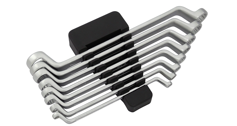 GERMAN-TYPE 75° OFFSET DOUBLE BOX WRENCH SET IN PP RACK 1-8-6-6