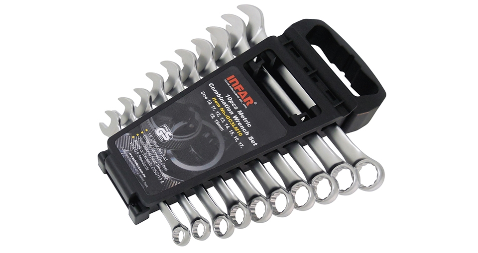 GERMAN-TYPE COMBINATION WRENCH SET IN PP RACK 1-8-6-8