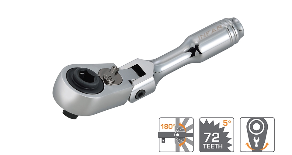 FLEXIBLE HEAD STUBBY RATCHET HANDLE WITH COUPLER